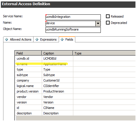 How to Map the CI Type’s Attributes to Web Service Fields