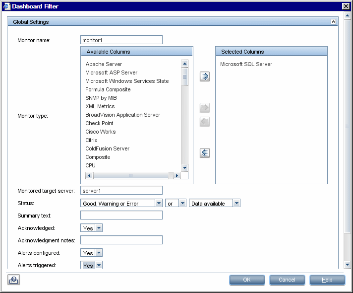 View and Manage Data in the SiteScope Dashboard